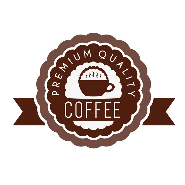 Cup of fresh hot coffee with scent. Vector label on the blur cof Stock ...
