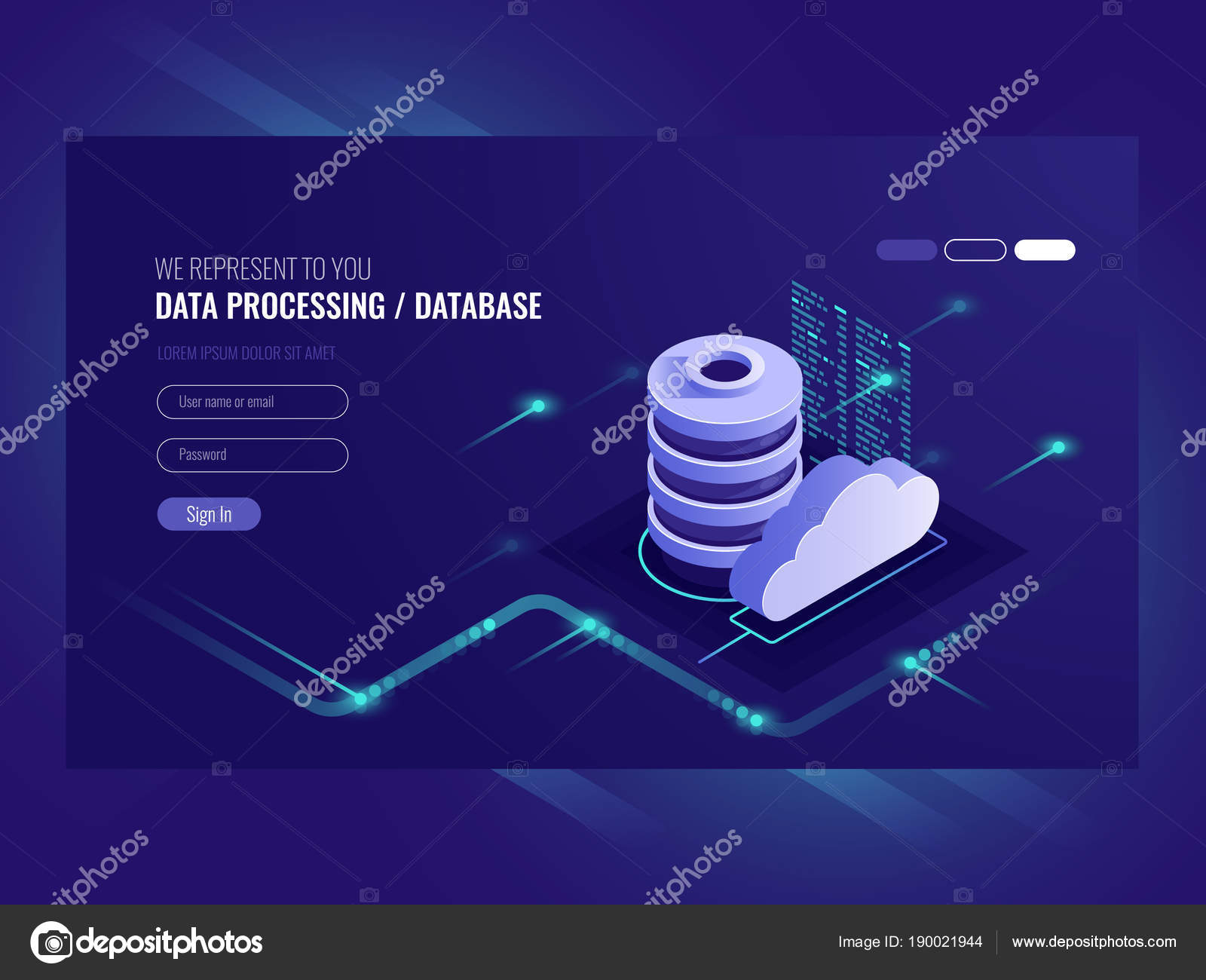 Big Data Flow Processing Concept Cloud Database Isometric Vector Web Stock Vector Image by ...
