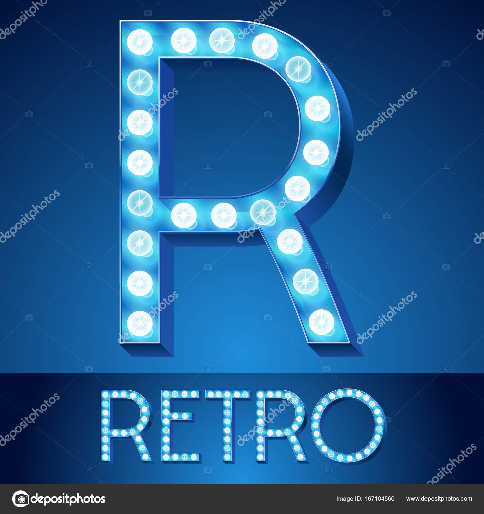 Vector blue light up alphabet. Letter R Stock Vector by ©dgbomb 167104560