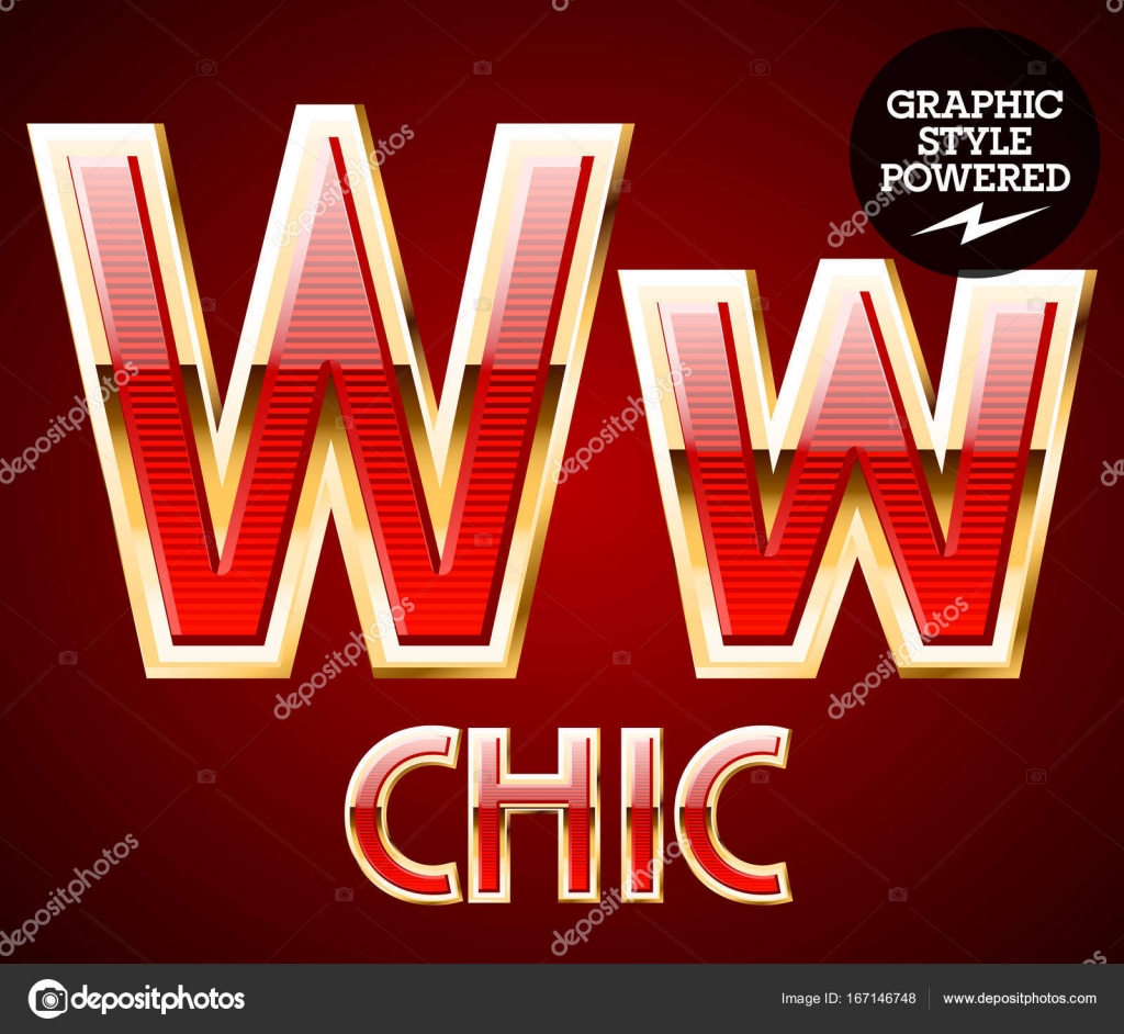 Red alphabet with golden border. Letter W Stock Vector Image by ©dgbomb ...