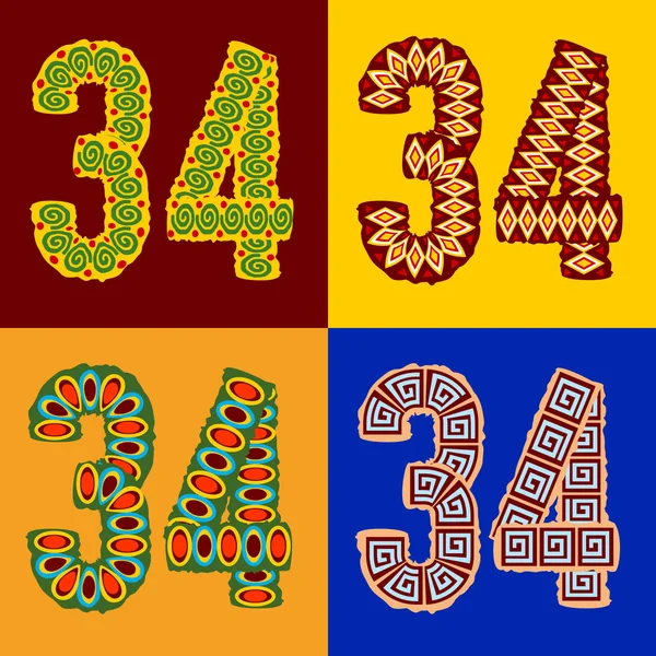 Vector set of ethnic font with african ornament. Optional different ...