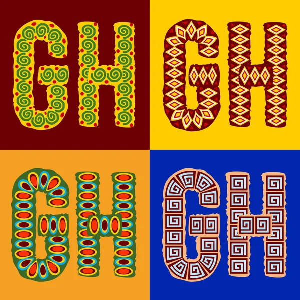 Vector set of ethnic font with african ornament. Optional different ...