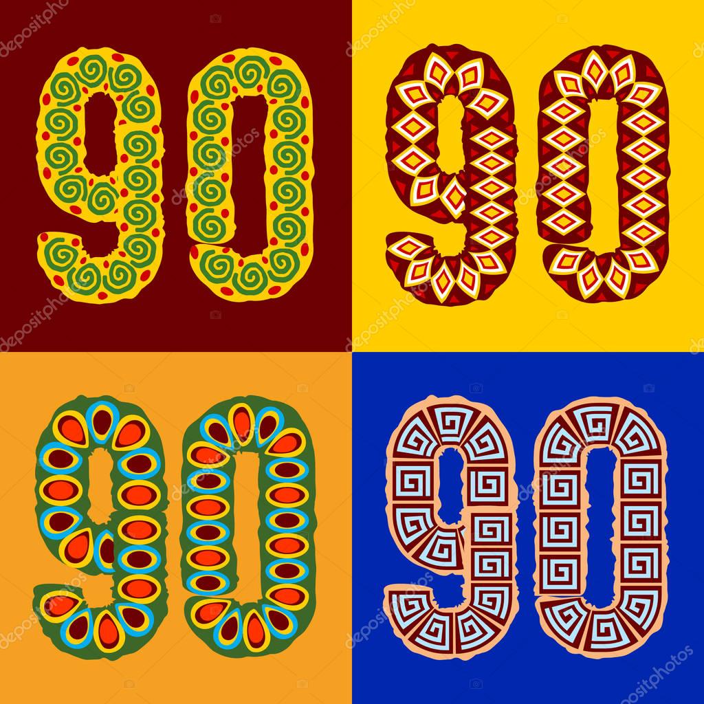 Vector set of ethnic font with african ornament. Optional different ...