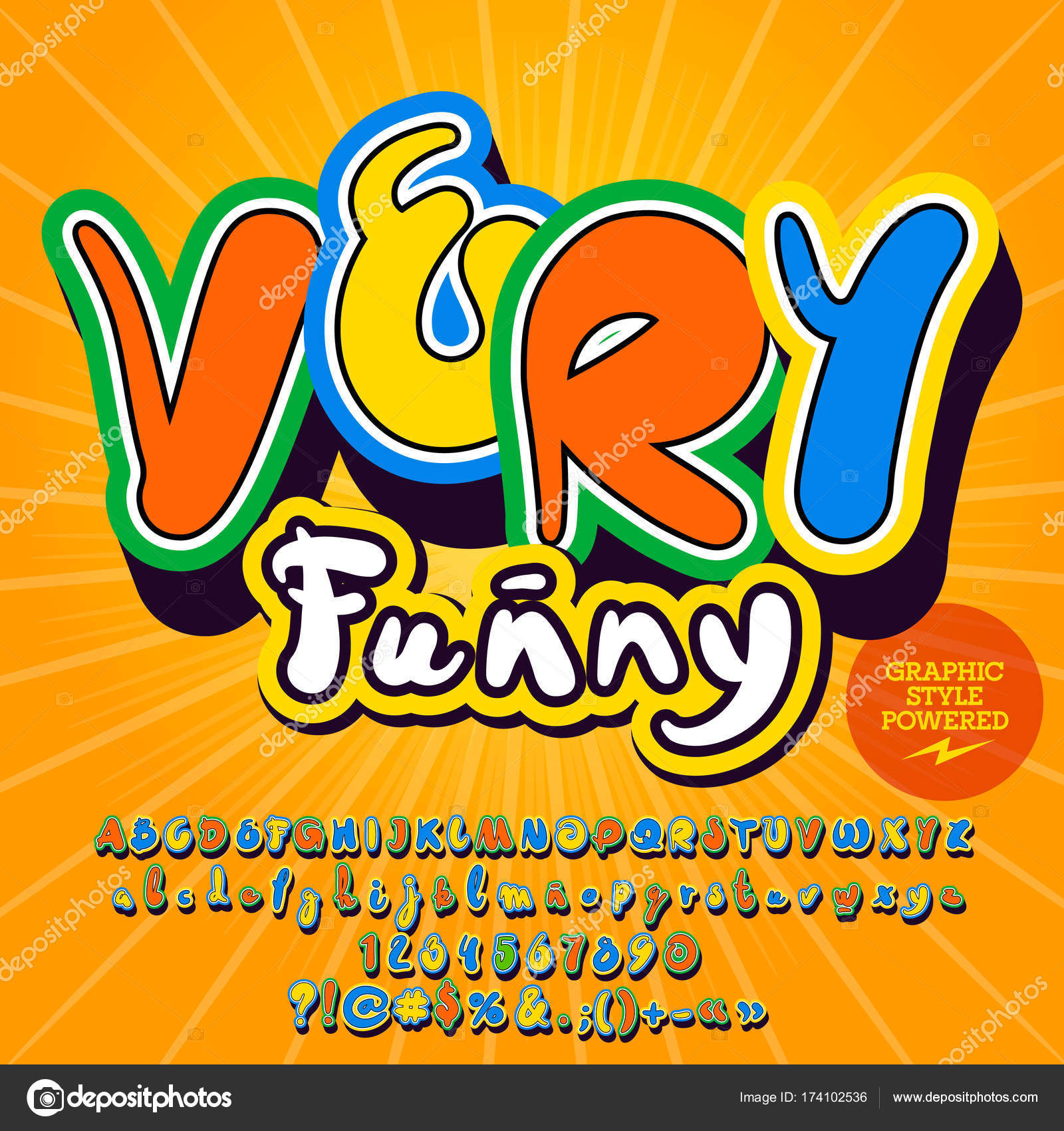 Cool Vector greeting card with text Very Funny and set of Alphabet ...