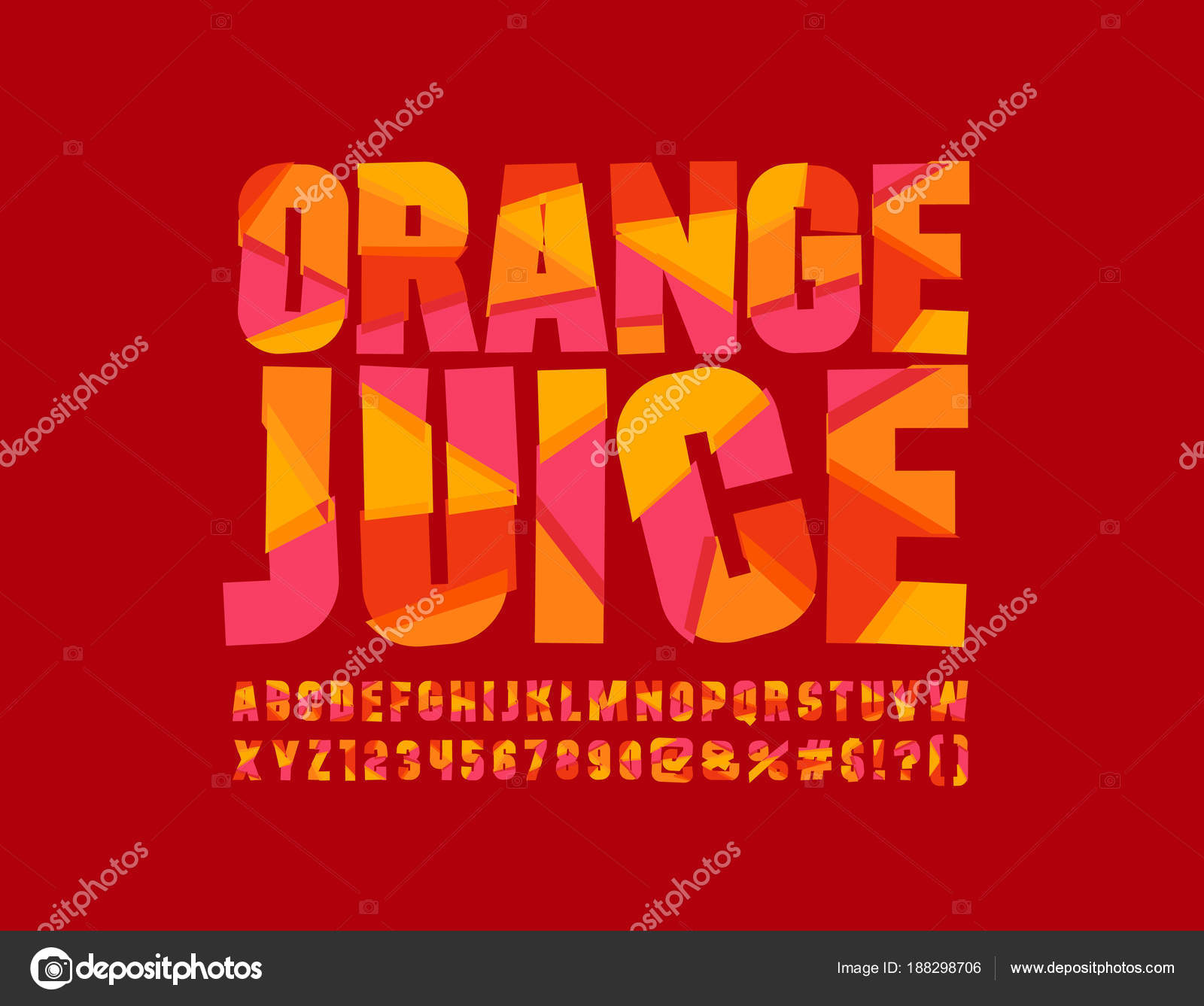 Vector Red Sliced Orange Juice Logotype Bright Mosaic Font Colorful ...