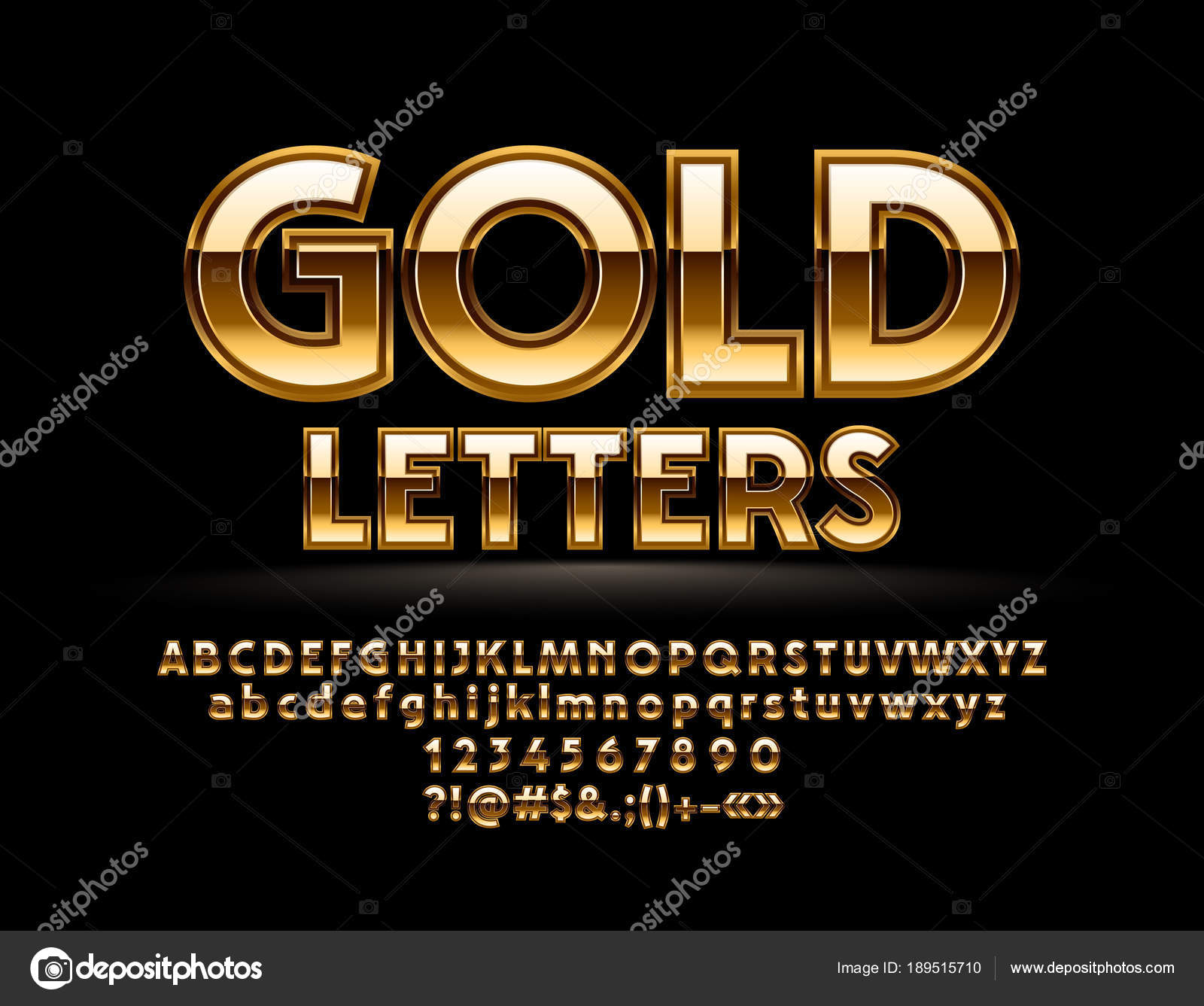 Vector Gold Letters Chic Glossy Font Alfabeto Glamour Luxo Números ...