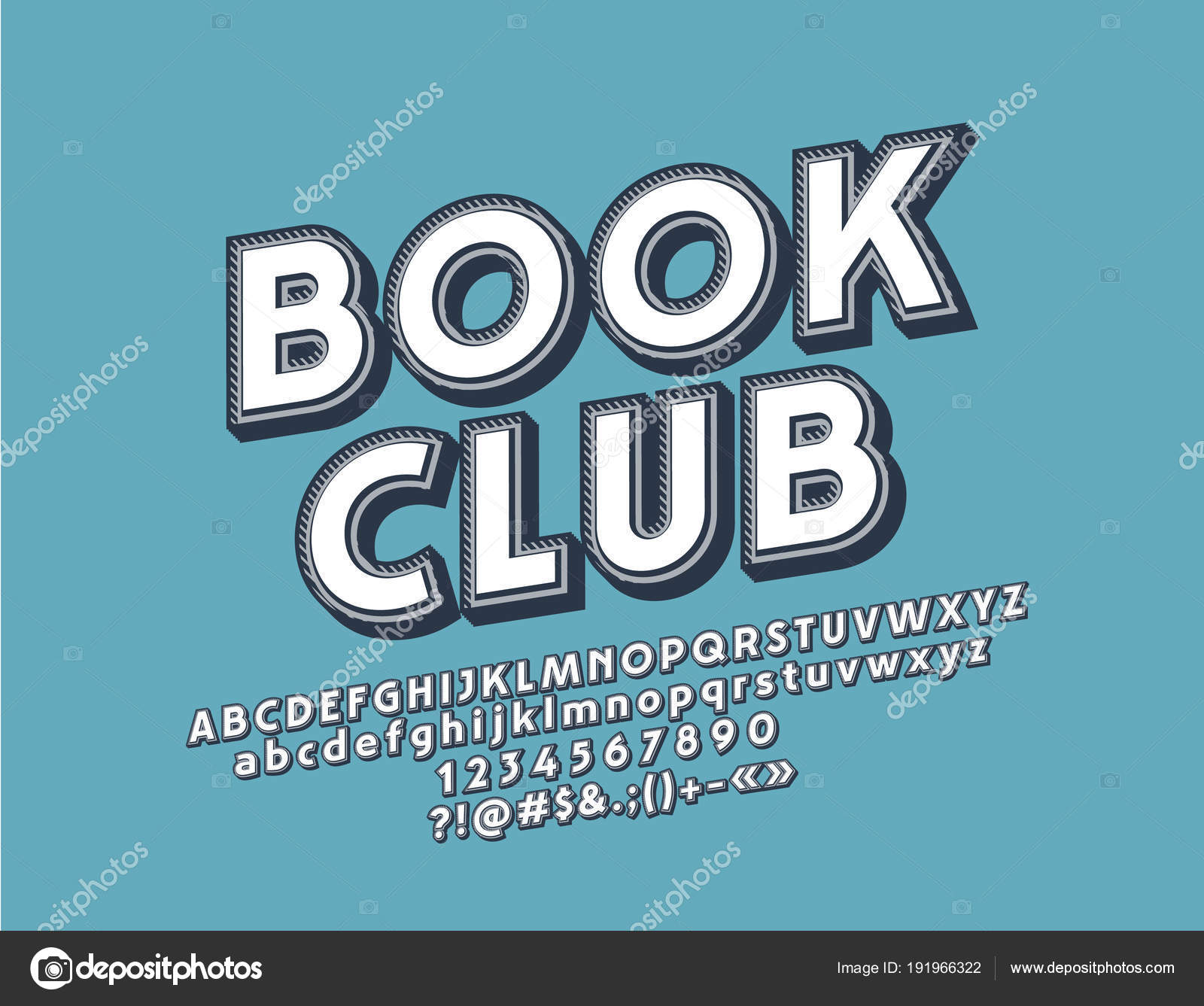Vector Retro Logo Book Club Vintage Font Set Cute Design Stock Vector ...