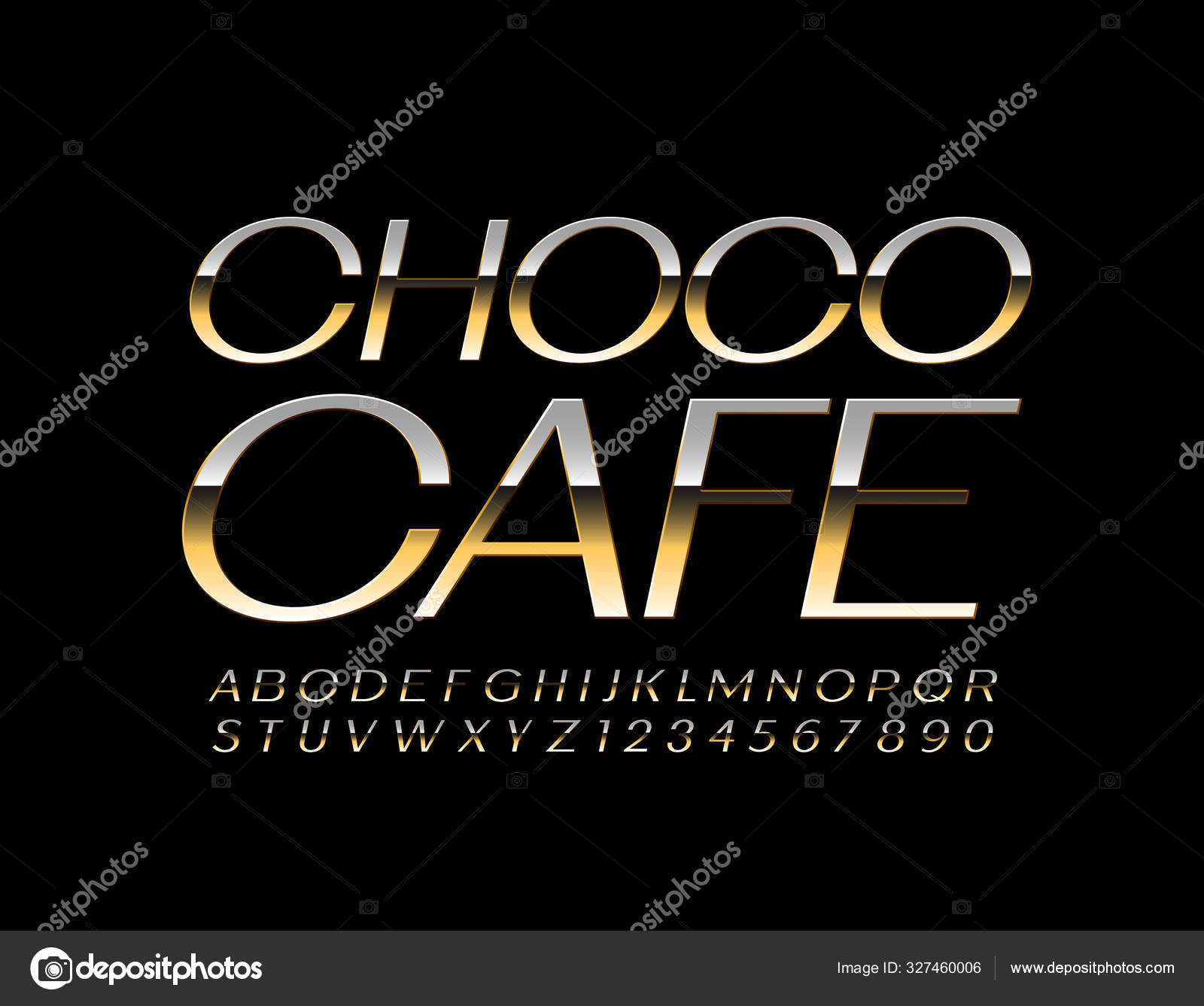 Vector Chic Logo Choco Cafe Golden Alphabet Letters Numbers Shiny Stock ...