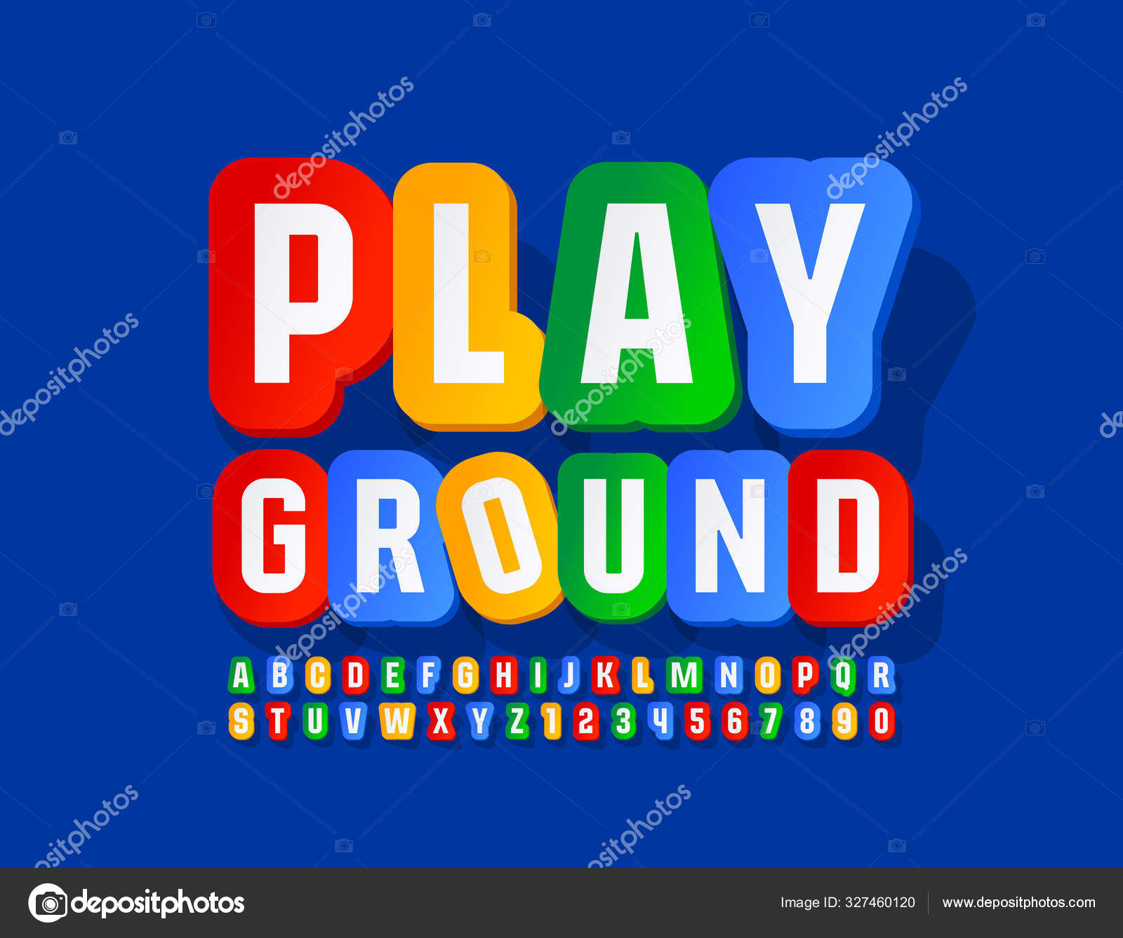 Vector Bright Emblem Playground Sticker Alphabet Letters Numbers Colorful Kids Stock Vector by ...