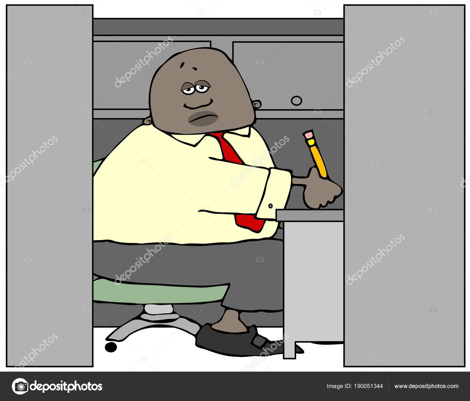 Man Bored In Cubicle