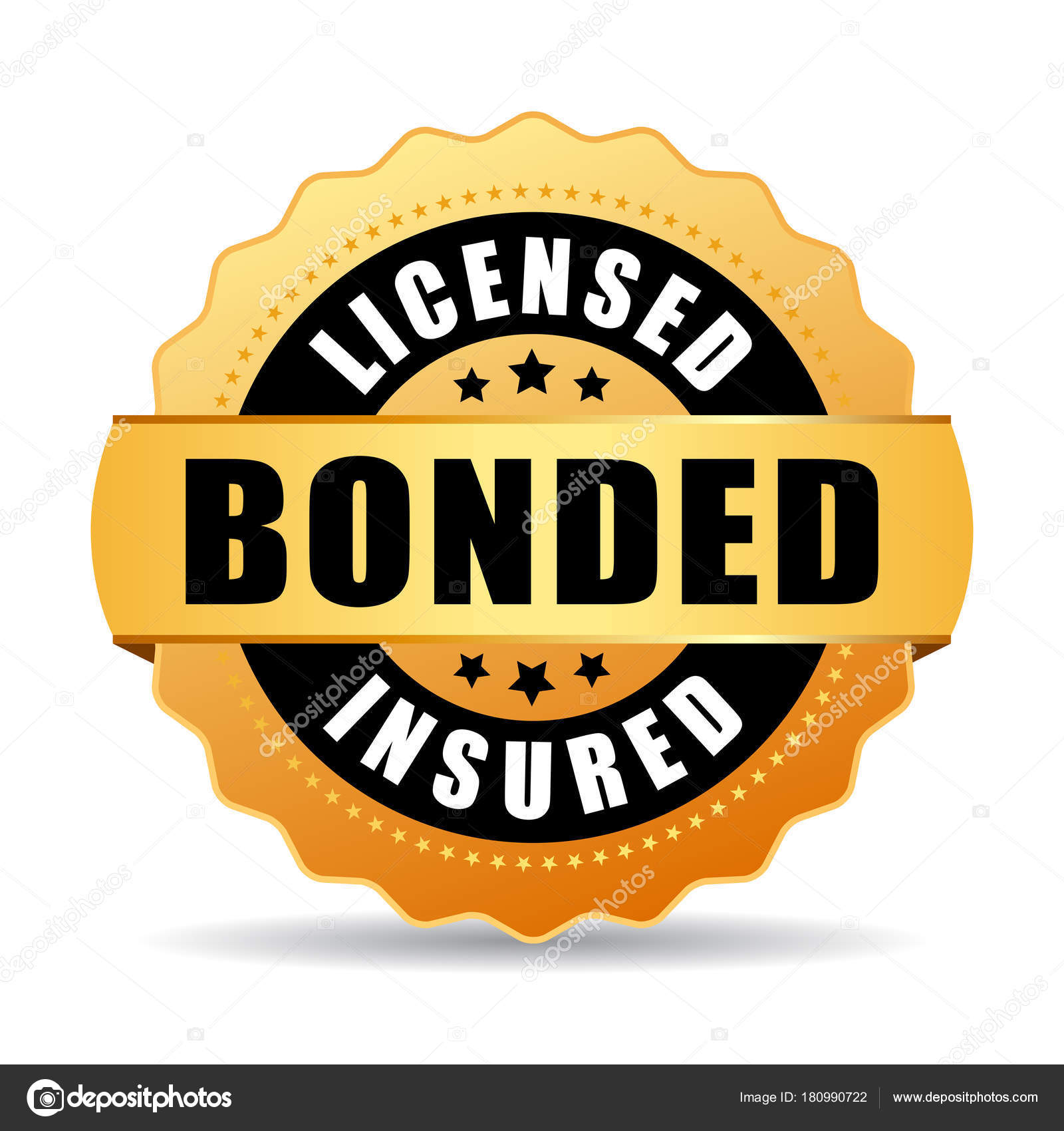 Licensed Bonded Insured Vector Gold Medal Illustration Isolated White ...