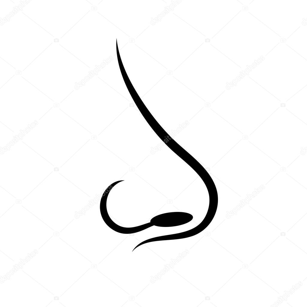 Human Nose Outline Vector Icon Illustration Isolated White Background ...