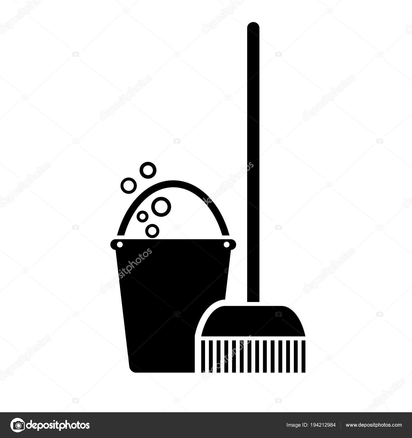 Mop Cleaning Tools Vector Pictogram Illustration Isolated White ...
