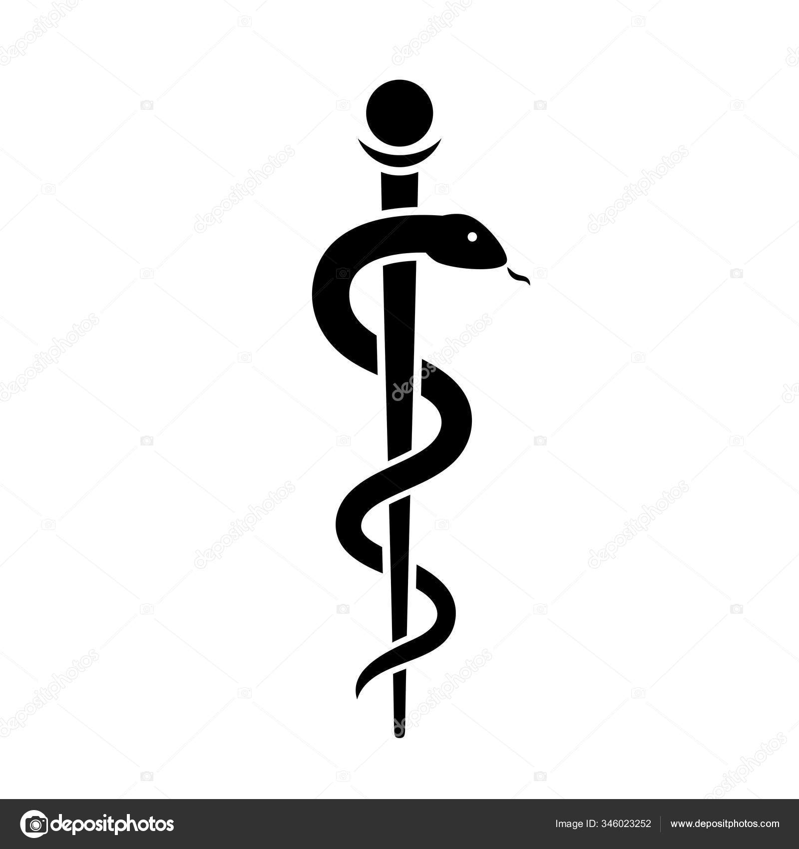 Orm Med Pinne Gamla Medicinska Symboler Vektor Illustration Isolerad ...