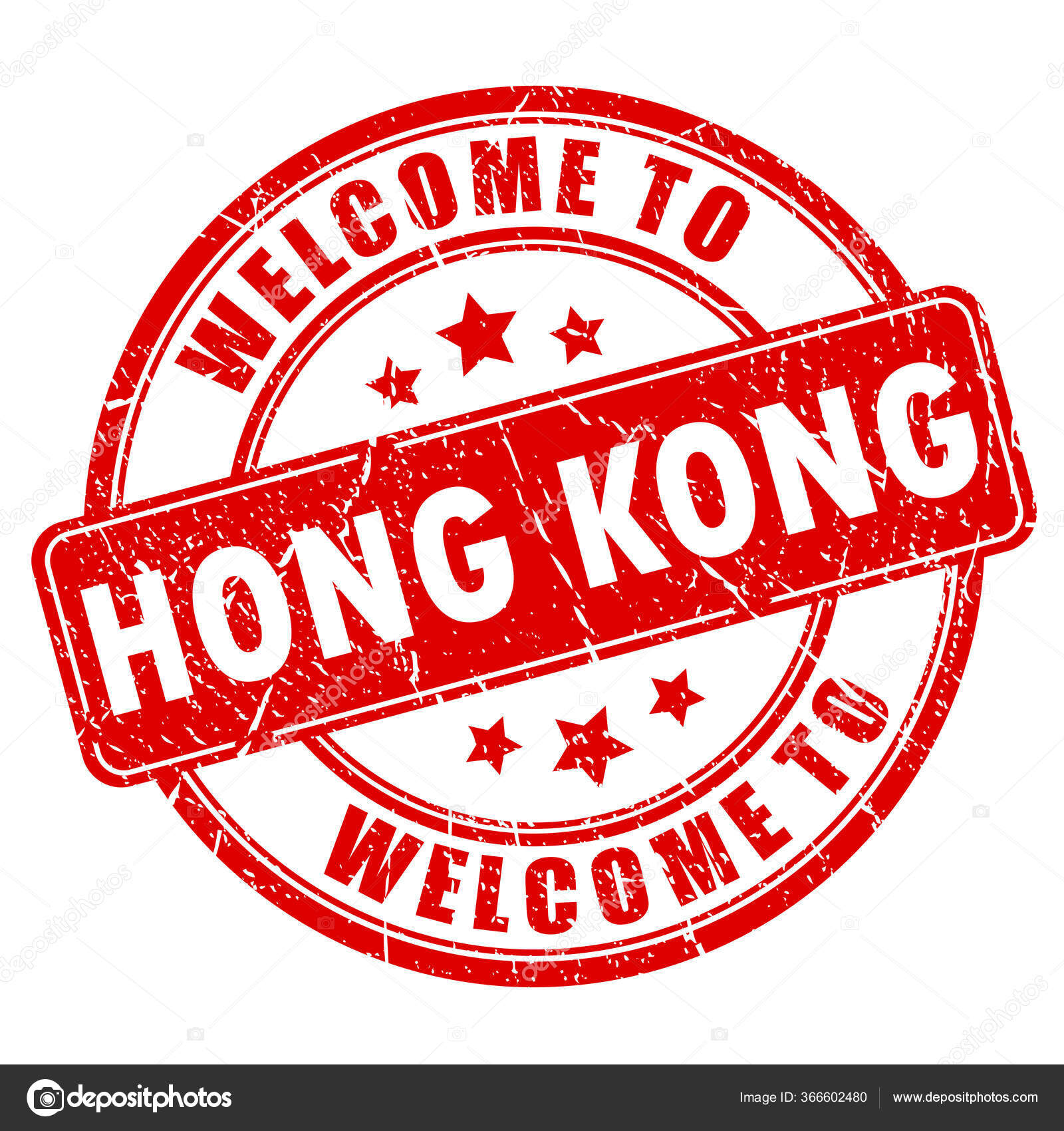 Welcome Hong Kong Red Rubber Stamp Illustration Isolated White ...