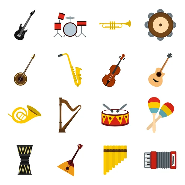 Musical instruments string wind percussion icons set dark background ...