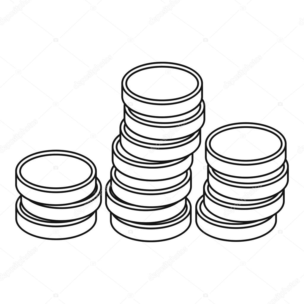 Coins icon, outline style Stock Vector Image by ©ylivdesign #128150220