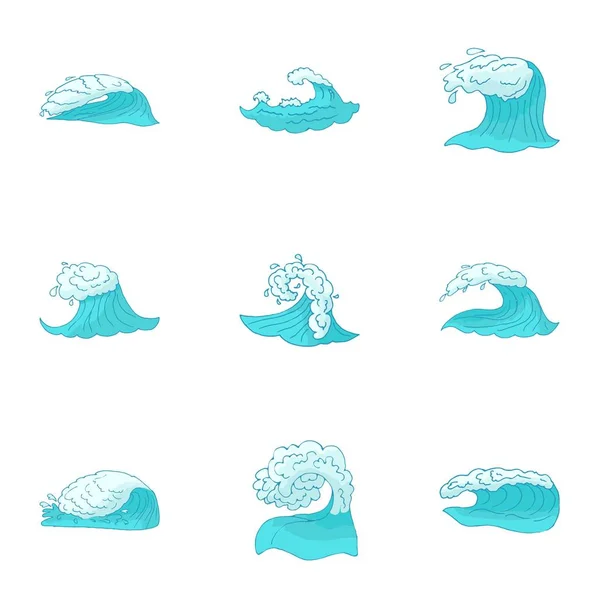 Vector set of different sea waves with foam. High ocean tide. Elements ...