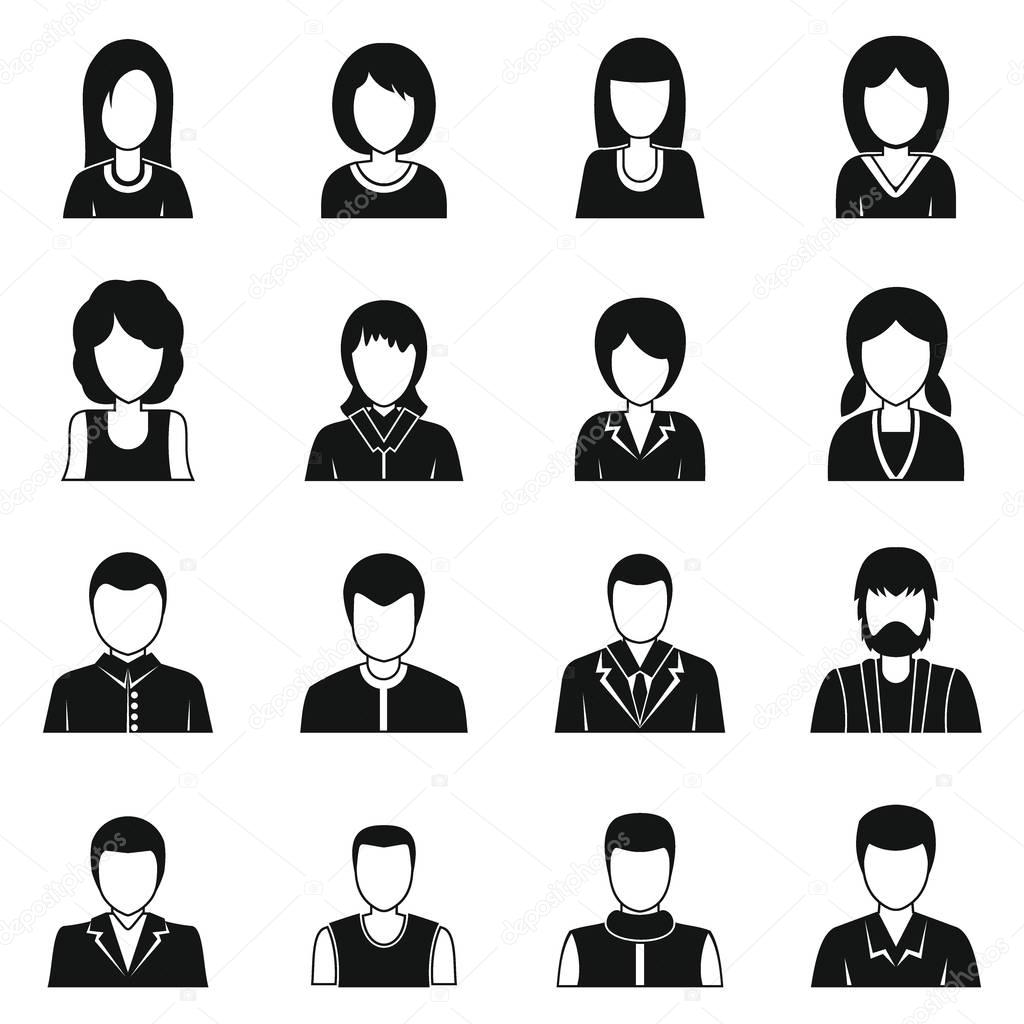 Varias personas iconos conjunto, estilo simple — Vector de stock ...