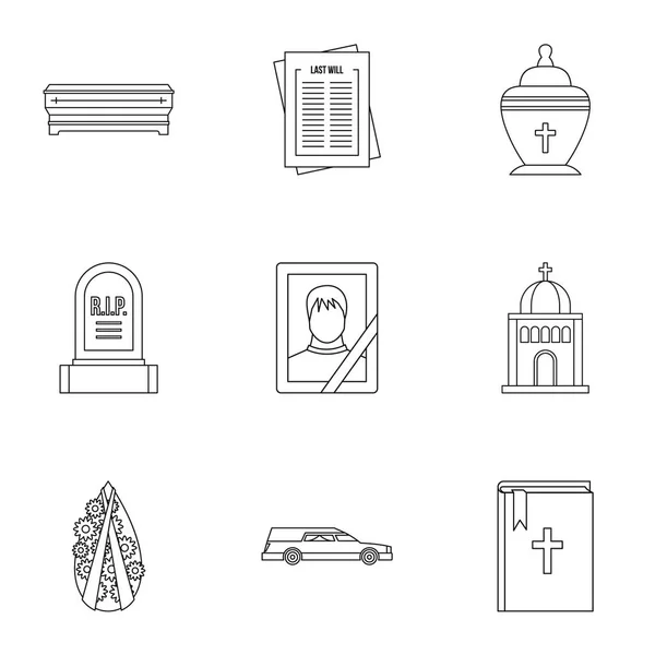 Death and funeral icons set, outline style — Stock Vector © ylivdesign ...