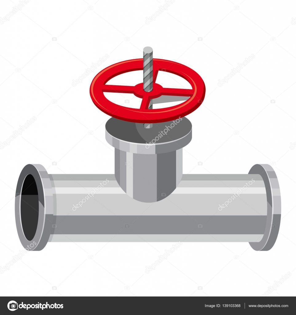 Tubería con un icono de válvula, estilo de dibujos animados Vector de ...