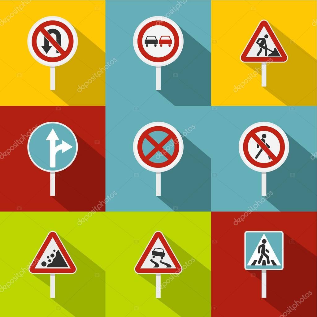 Conjunto De Iconos De Advertencia De Señal Estilo Plano 2023