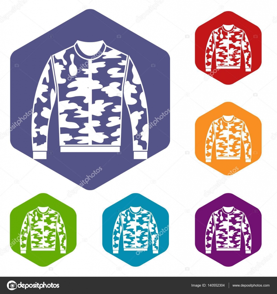 Camouflage jacket icons set — Stock Vector © ylivdesign #140552304
