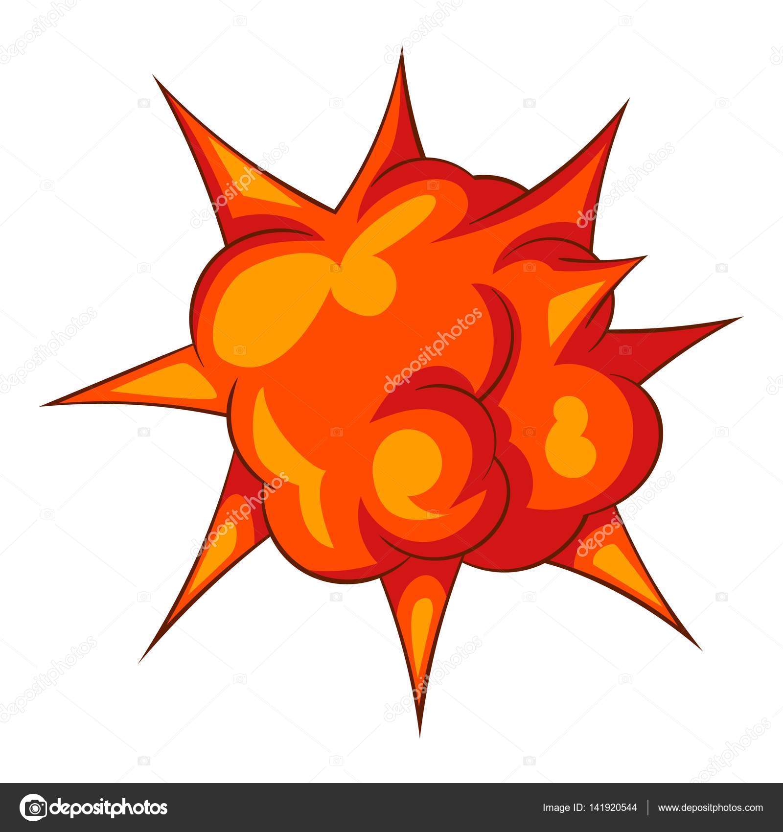 Explosão com ícone de fogo, estilo cartoon imagem vetorial de ...