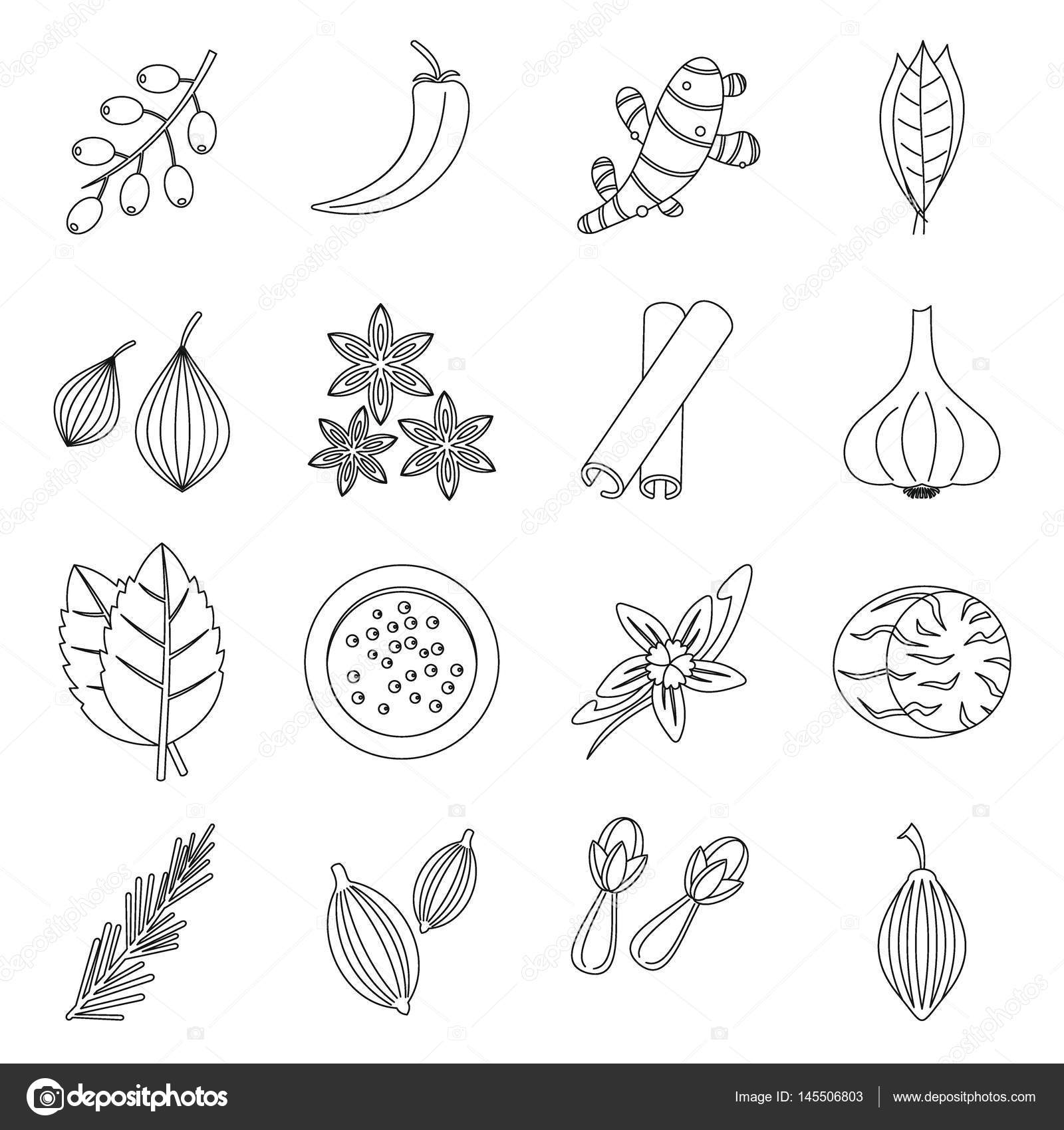 Spice icons set, outline style Stock Vector Image by ©ylivdesign #145506803 Spice icons set, outline style Stock Vector Image by ©ylivdesign #145506803