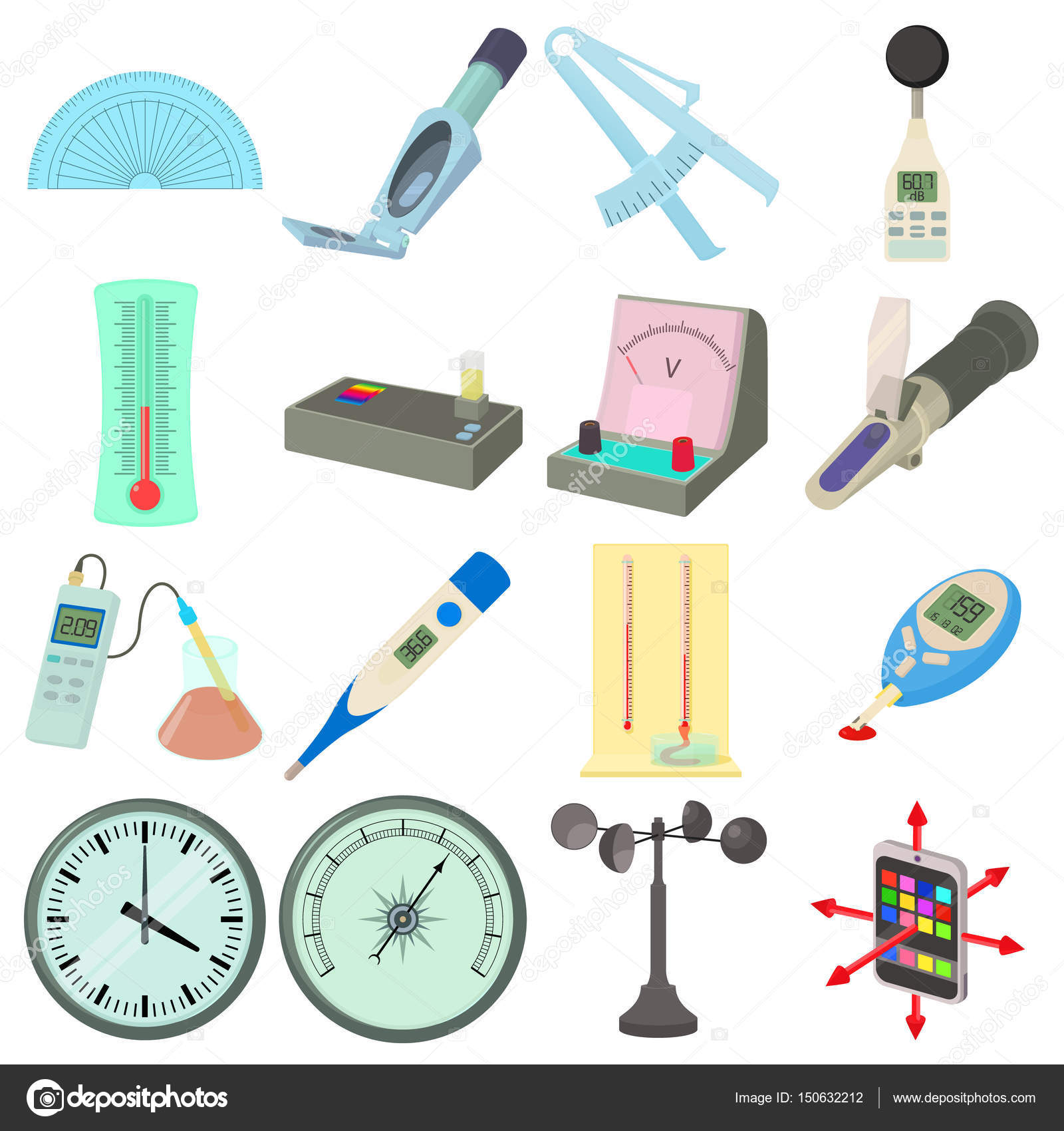 Measure tools icons set, cartoon style — Stock Vector © ylivdesign ...