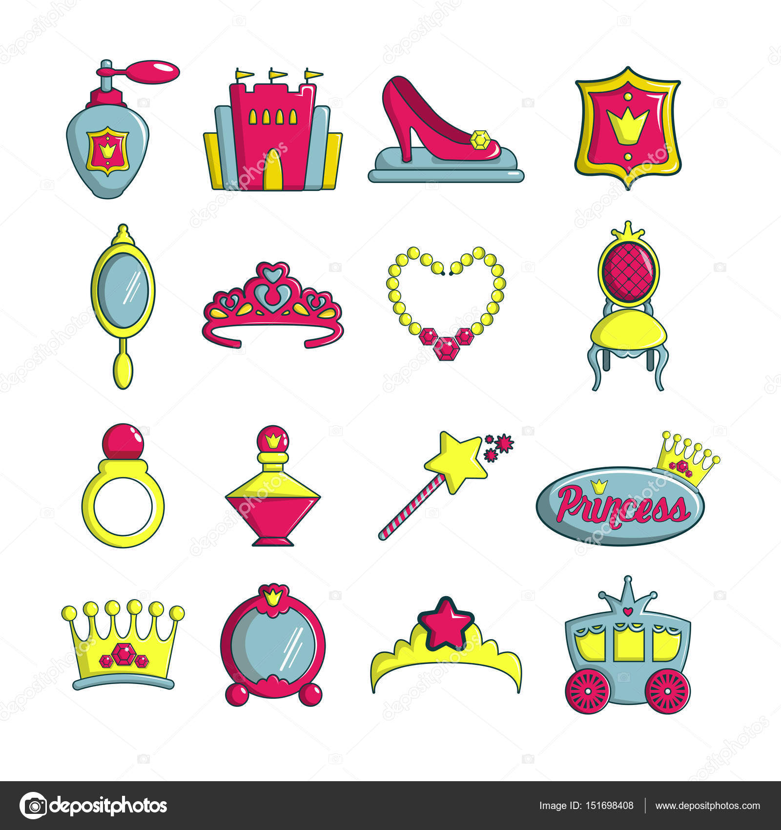 Princess doll icons set, cartoon style Stock Vector by ©ylivdesign ...