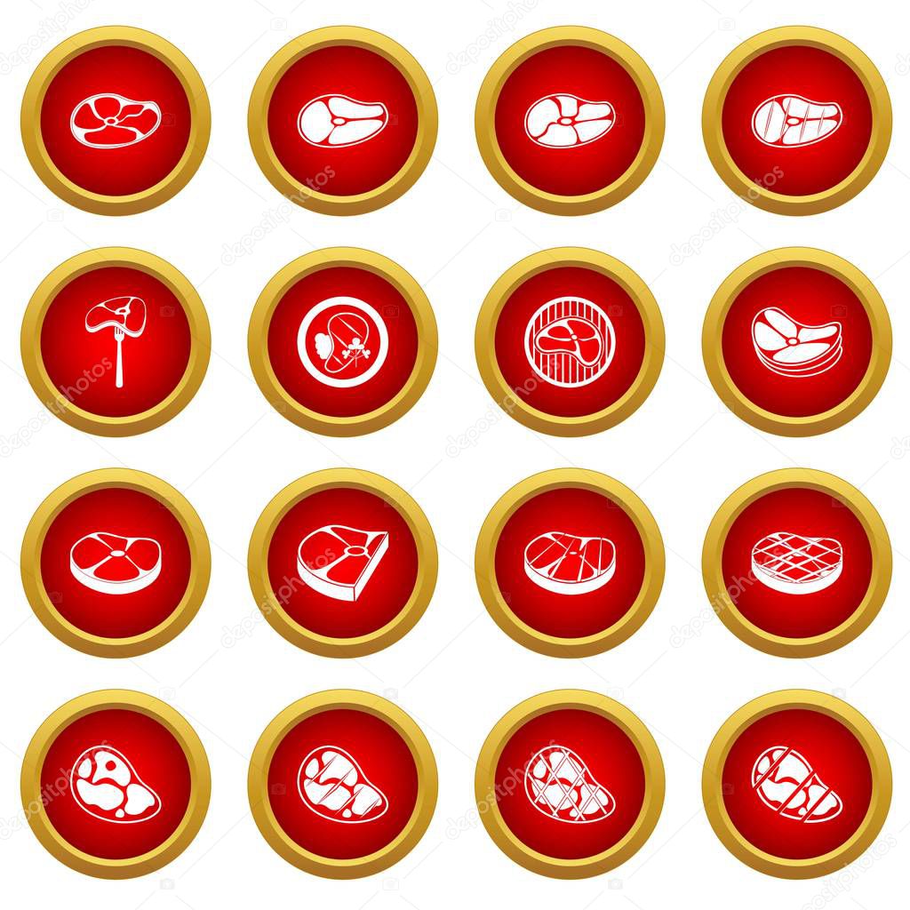 Icono de filete círculo rojo conjunto 2022
