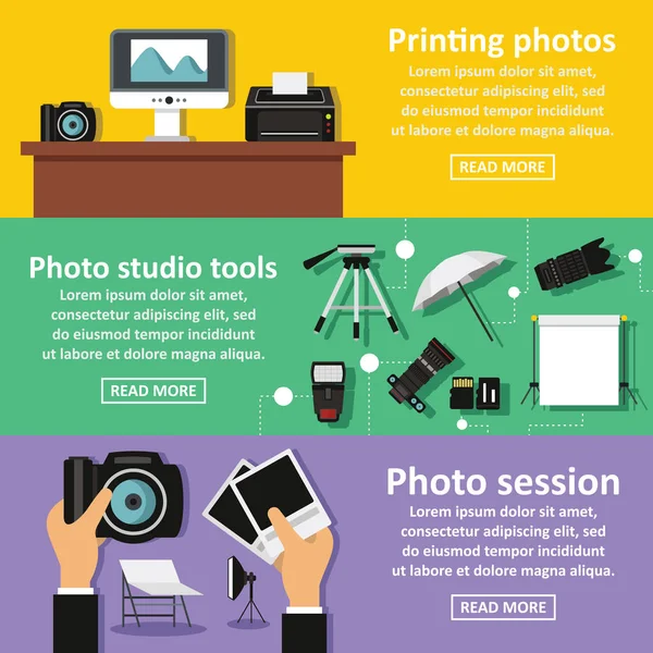 Recording studio banner horizontal set, flat style Stock Vector by ...