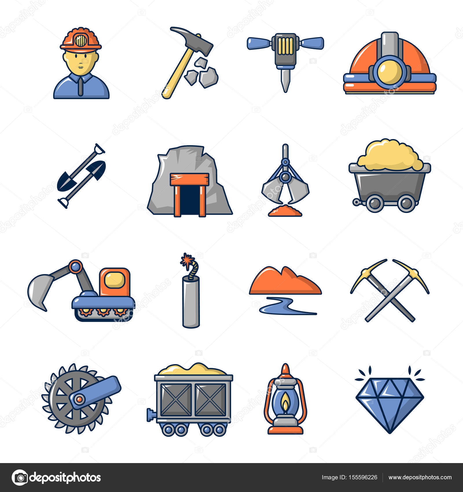 Mining minerals business icons set, cartoon style — Stock Vector ... Mining minerals business icons set, cartoon style — Stock Vector ...