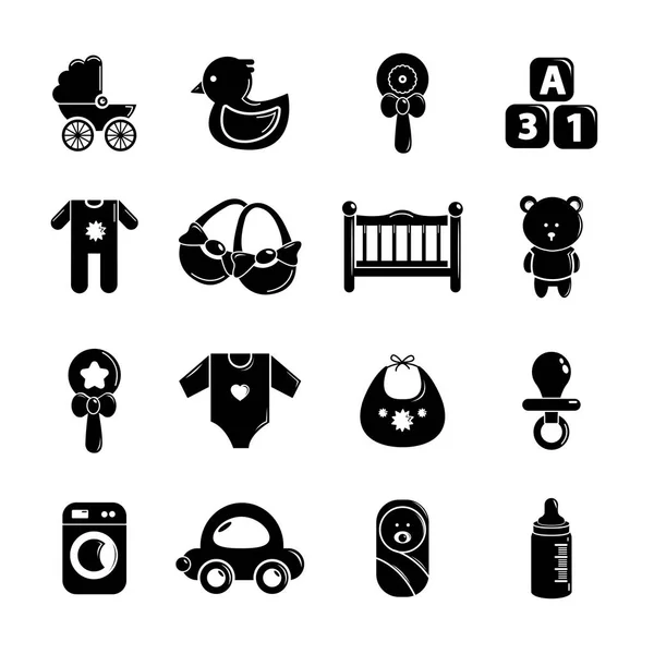 Baby items icon set — Stock Vector © soleilc #5985071