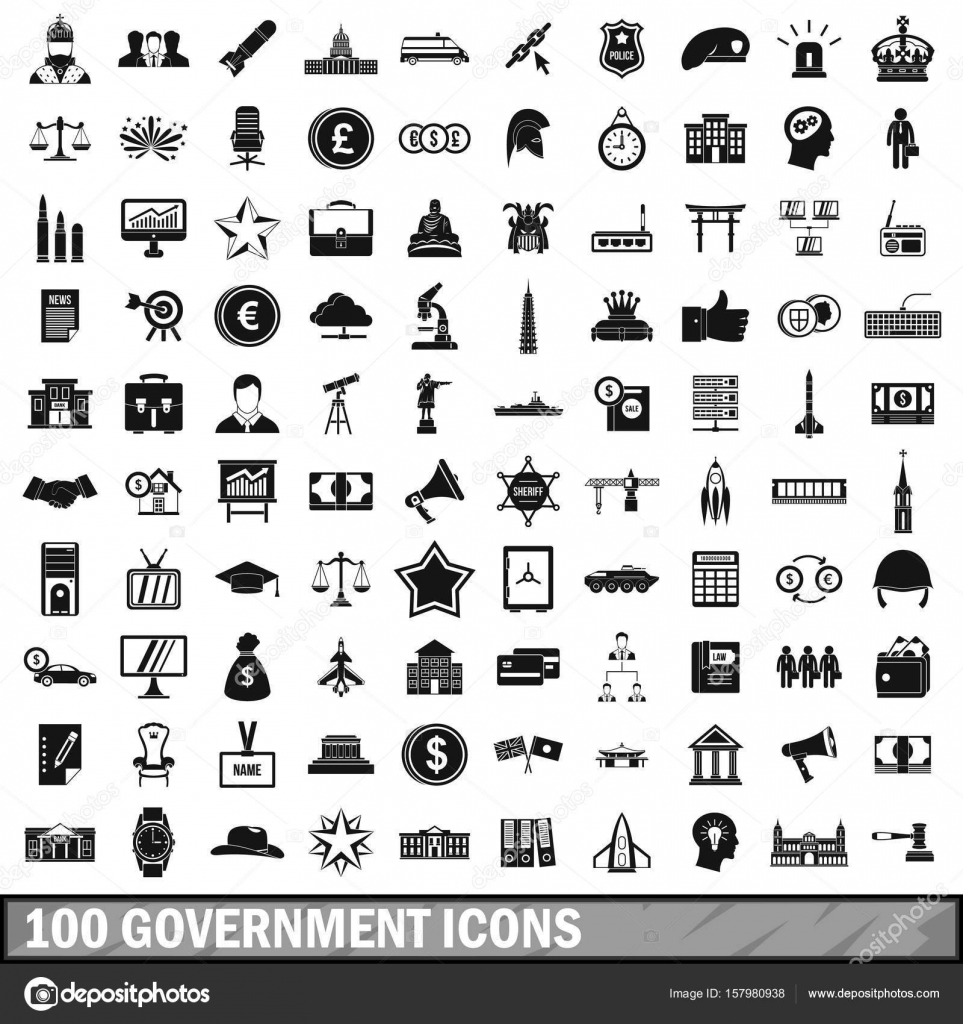 100 government icons set, simple style — Stock Vector © ylivdesign ...