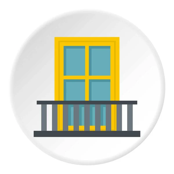 Balcony with a yellow window icon, flat style — Stock Vector ...