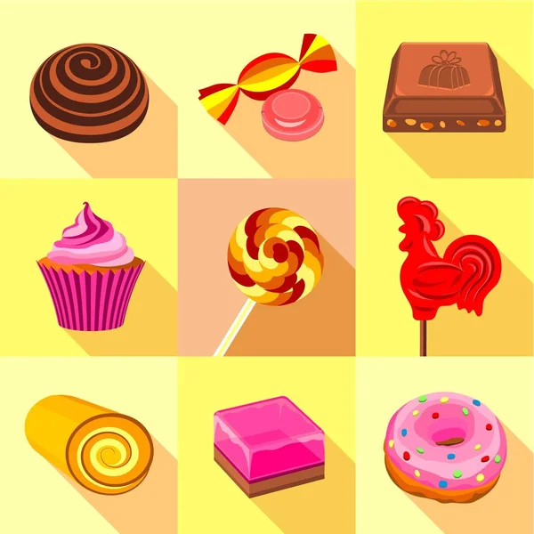 Sweets candy cakes icons set, cartoon style Stock Vector by ©ylivdesign 151698432