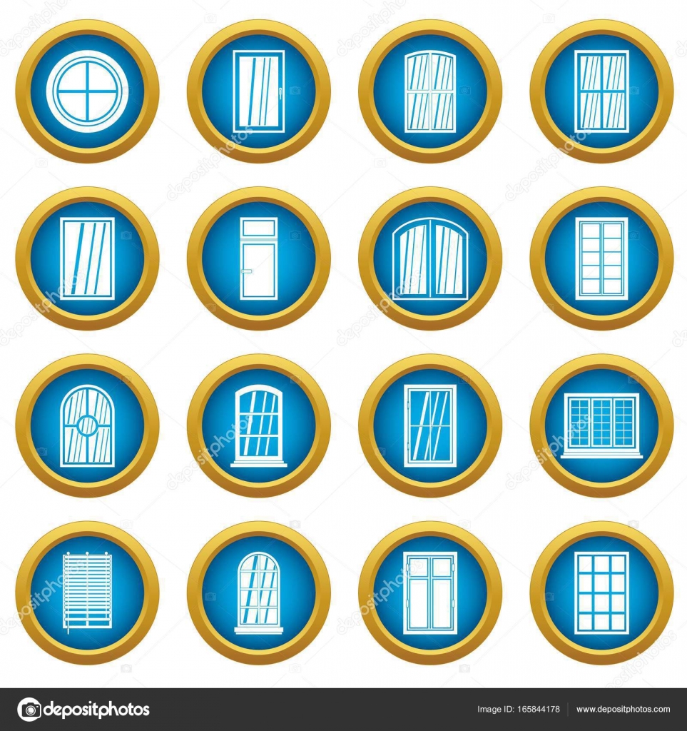 Plastic window forms icons blue circle set — Stock Vector © ylivdesign ...
