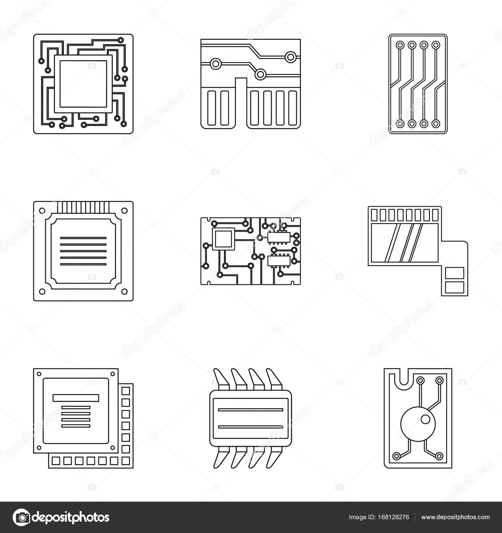 Transistor icons set, outline style Stock Vector by ©ylivdesign 168128276