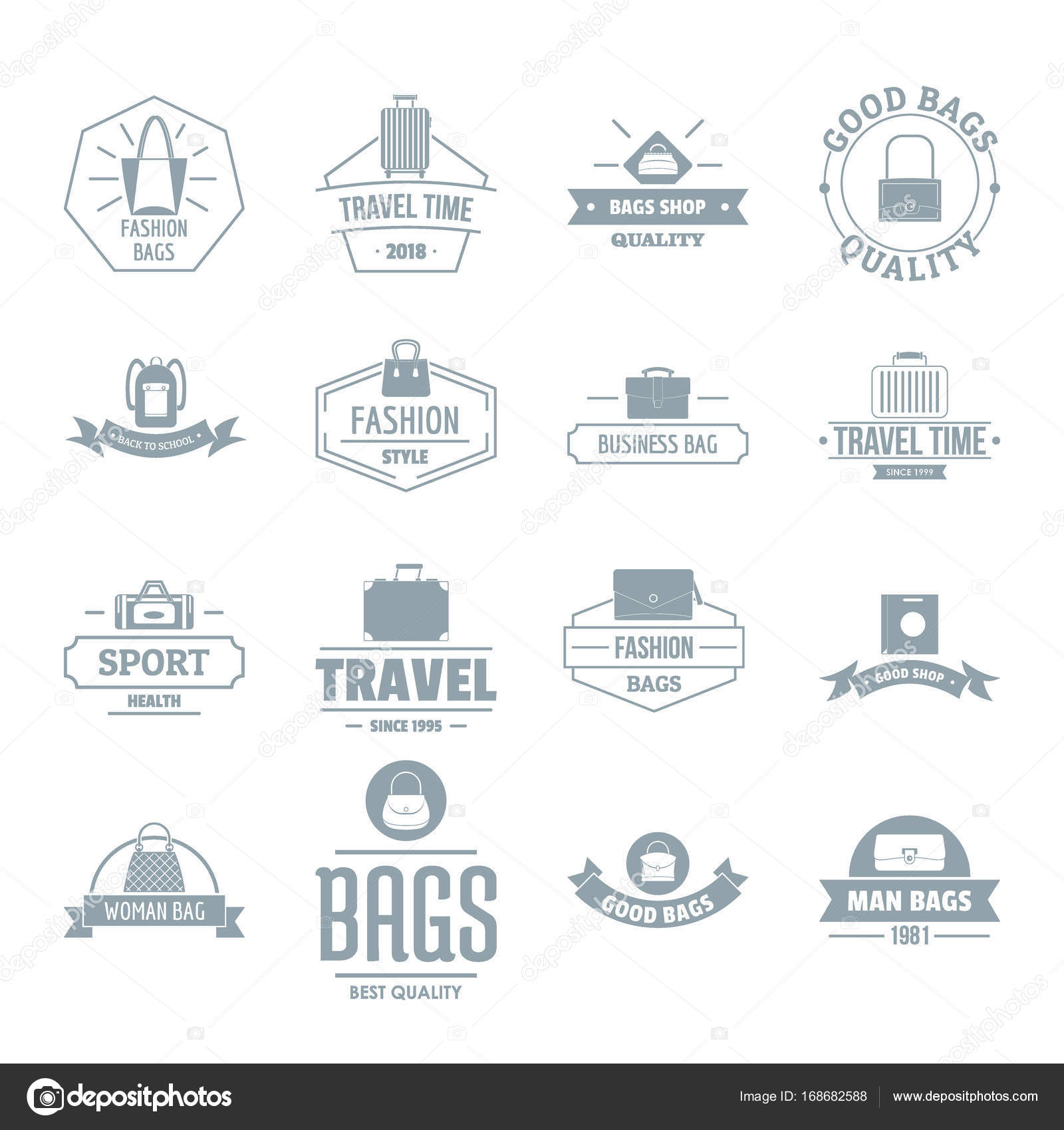 Travel baggage logo icons set, simple style Stock Vector Image by ...