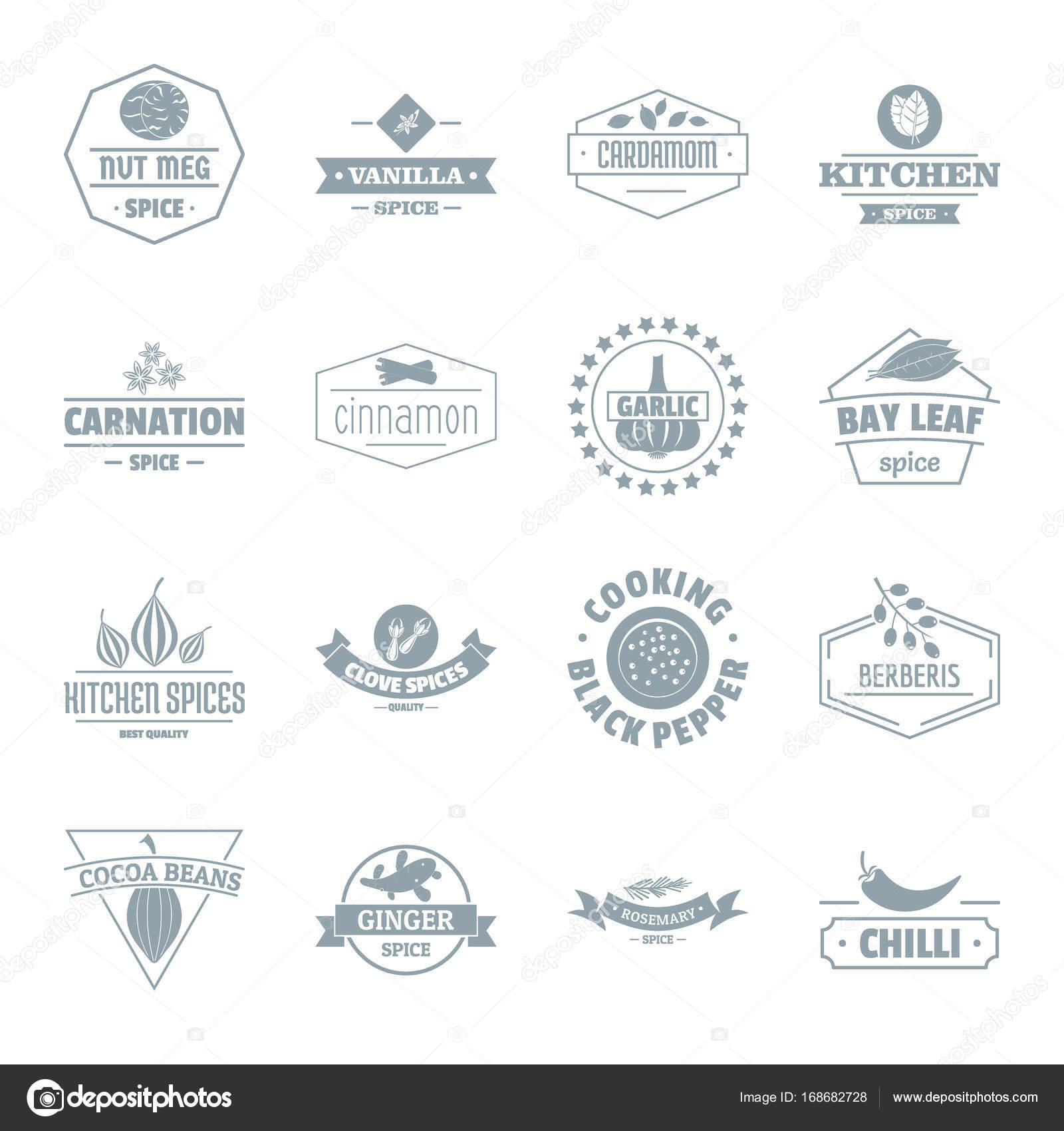 Image vectorielle Ensemble d'icônes logo Spice, style simple par ...