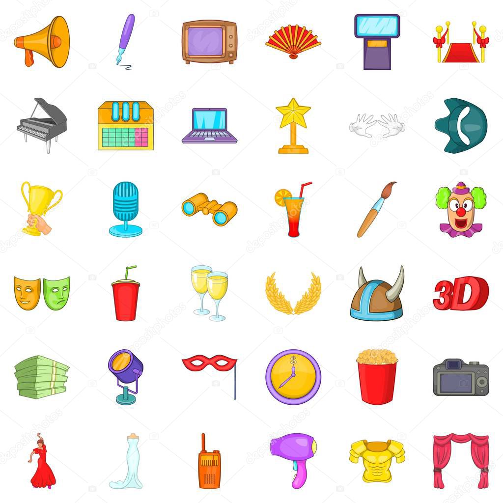 Conjunto de iconos de palomitas de ma z, estilo dibujos animados 2024