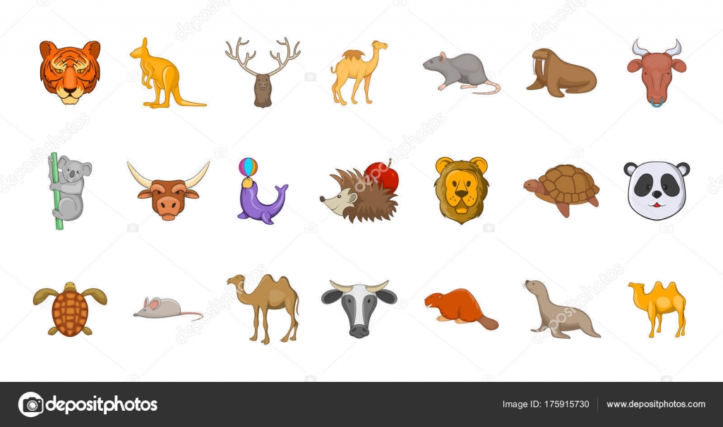 Animals icon set, cartoon style Stock Vector by ©ylivdesign #175915730