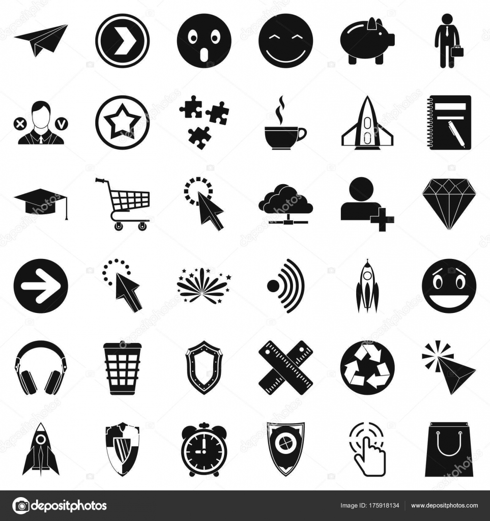 Computer pictogram icons set, simple style — Stock Vector © ylivdesign ...