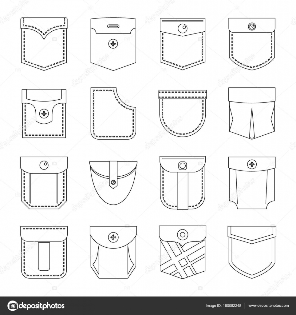 Pocket types icons set, outline style — Stock Vector © ylivdesign ...