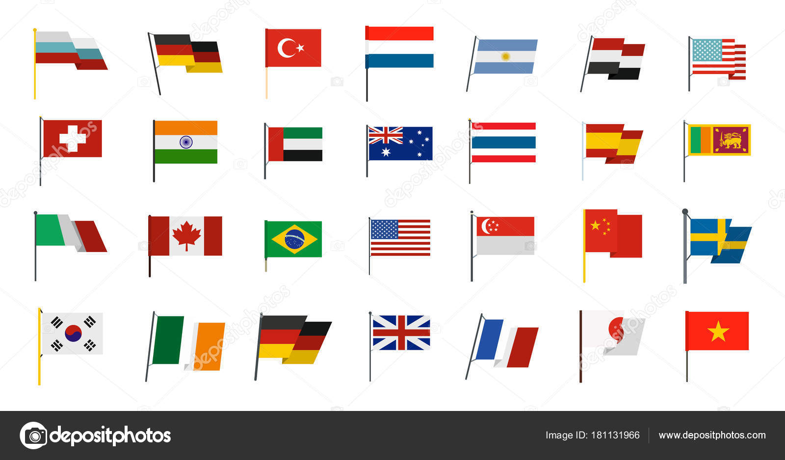Country flag icon set, flat style Stock Vector by ©ylivdesign 181131966