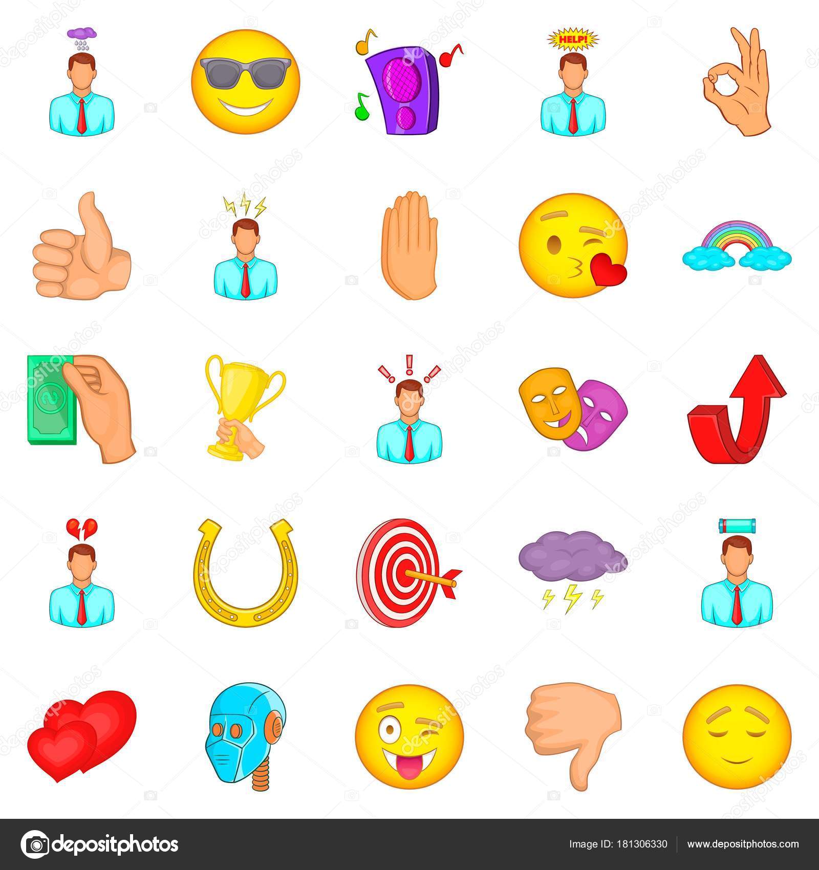 Positive icons set, cartoon style Stock Vector Image by ©ylivdesign ...