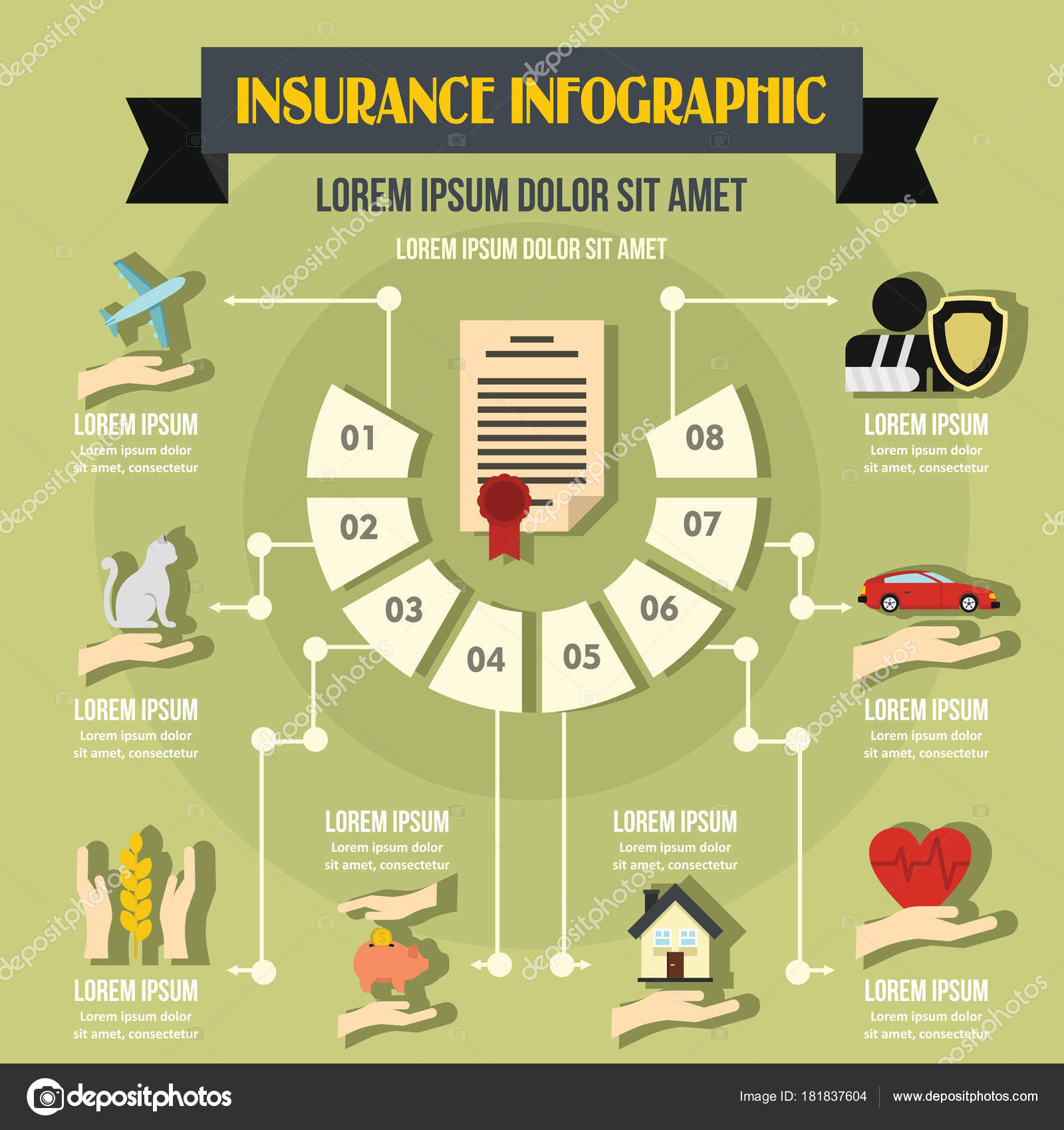 Insurance infographic concept, flat style Stock Vector Image by ...