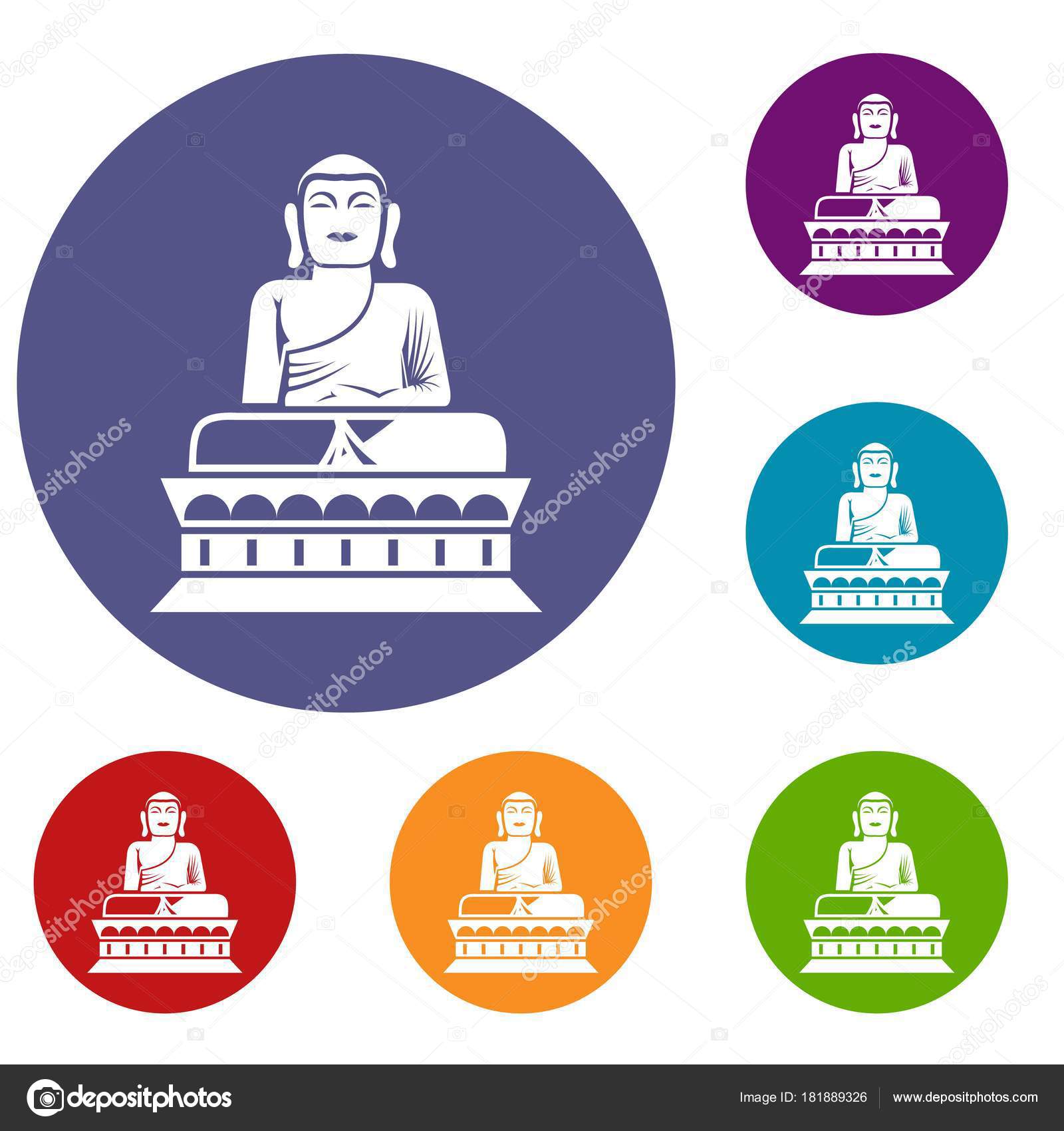 Buddha statue icons set Stock Vector by ©ylivdesign 181889326